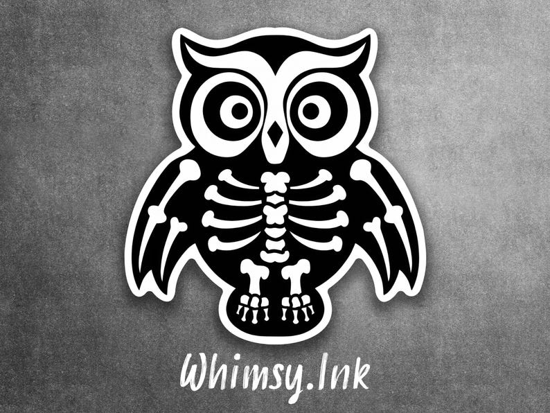 Skeleton Owl Waterproof Vinyl Decal Sticker | Car Decal, Window Decal ...