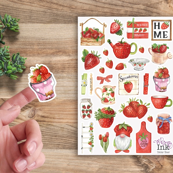 Vinyl Strawberry Stickers - Etsy