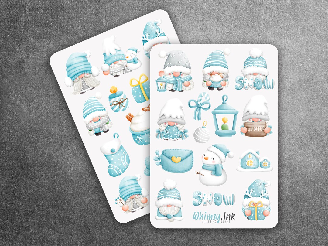 Winter Gnomes Vinyl Sticker Sheet Great for Planners, Journaling ...