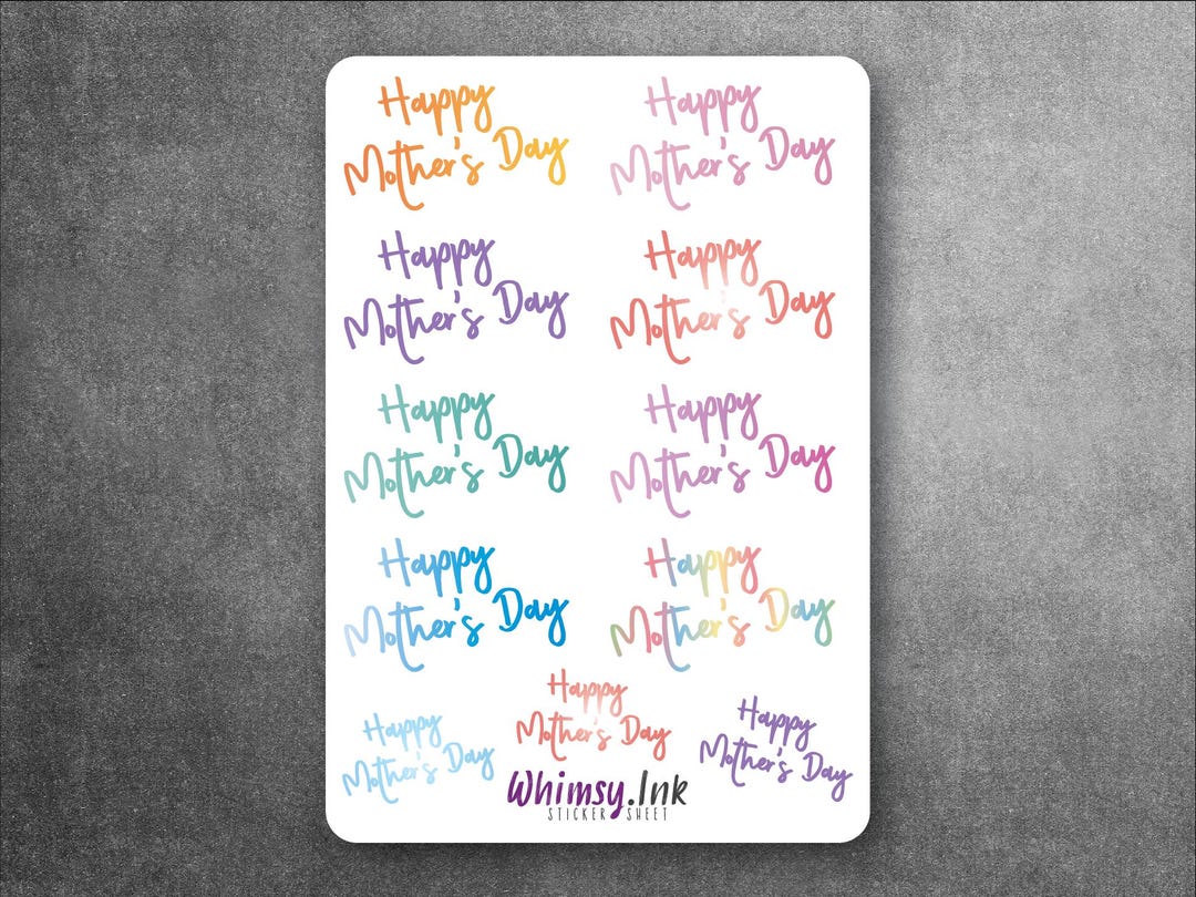 Happy Mother's Day Sentiments Pastel Sticker Sheet Great for Greeting ...