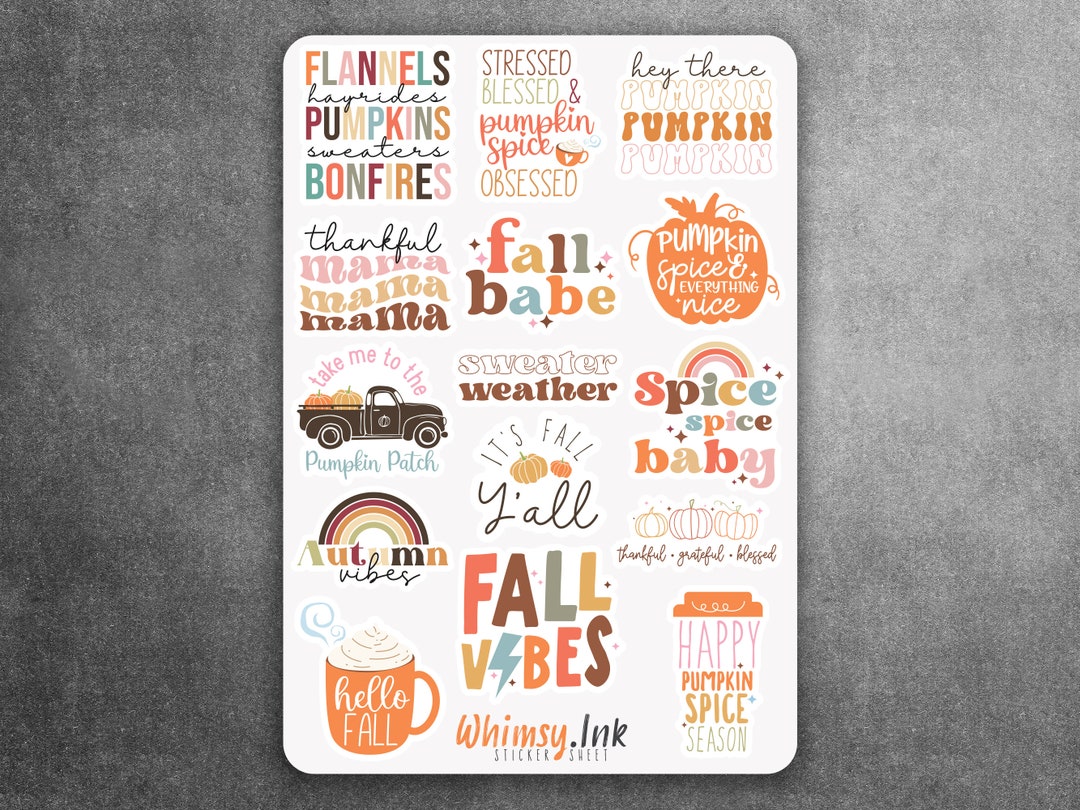Fall Vibes Vinyl Sticker Sheet Great for Planners, Journaling ...