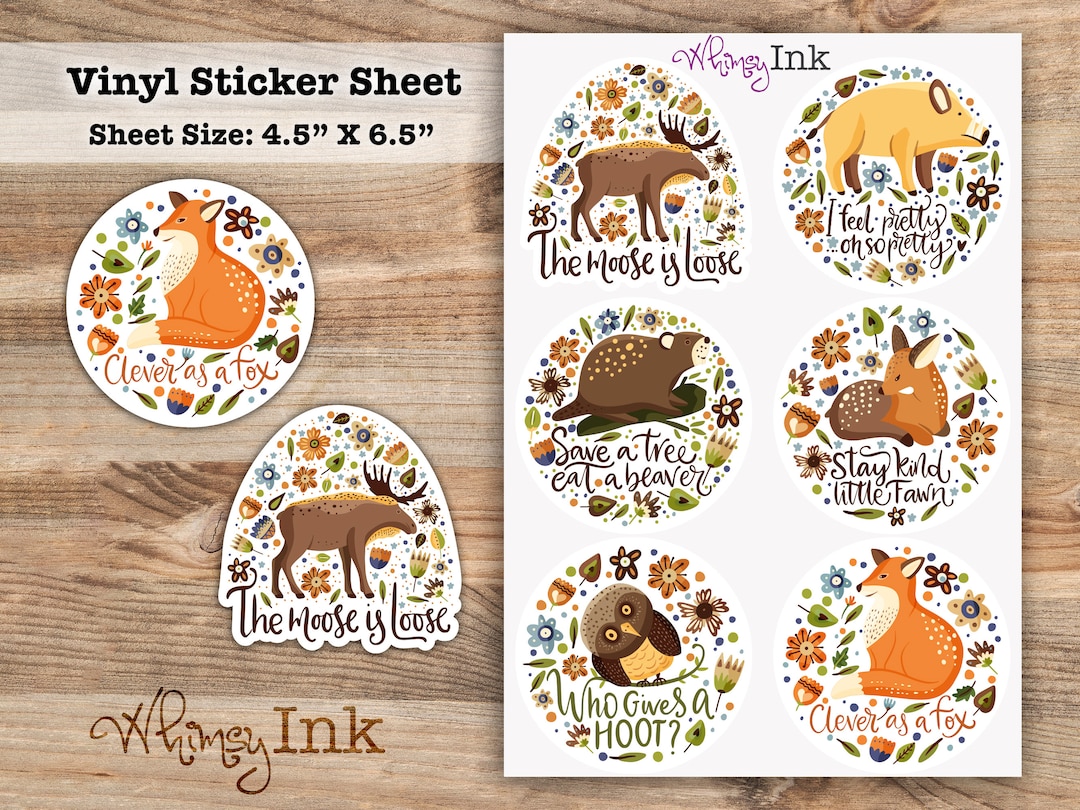 Forest Animal Sayings Vinyl Sticker Sheet | Great for Planners ...