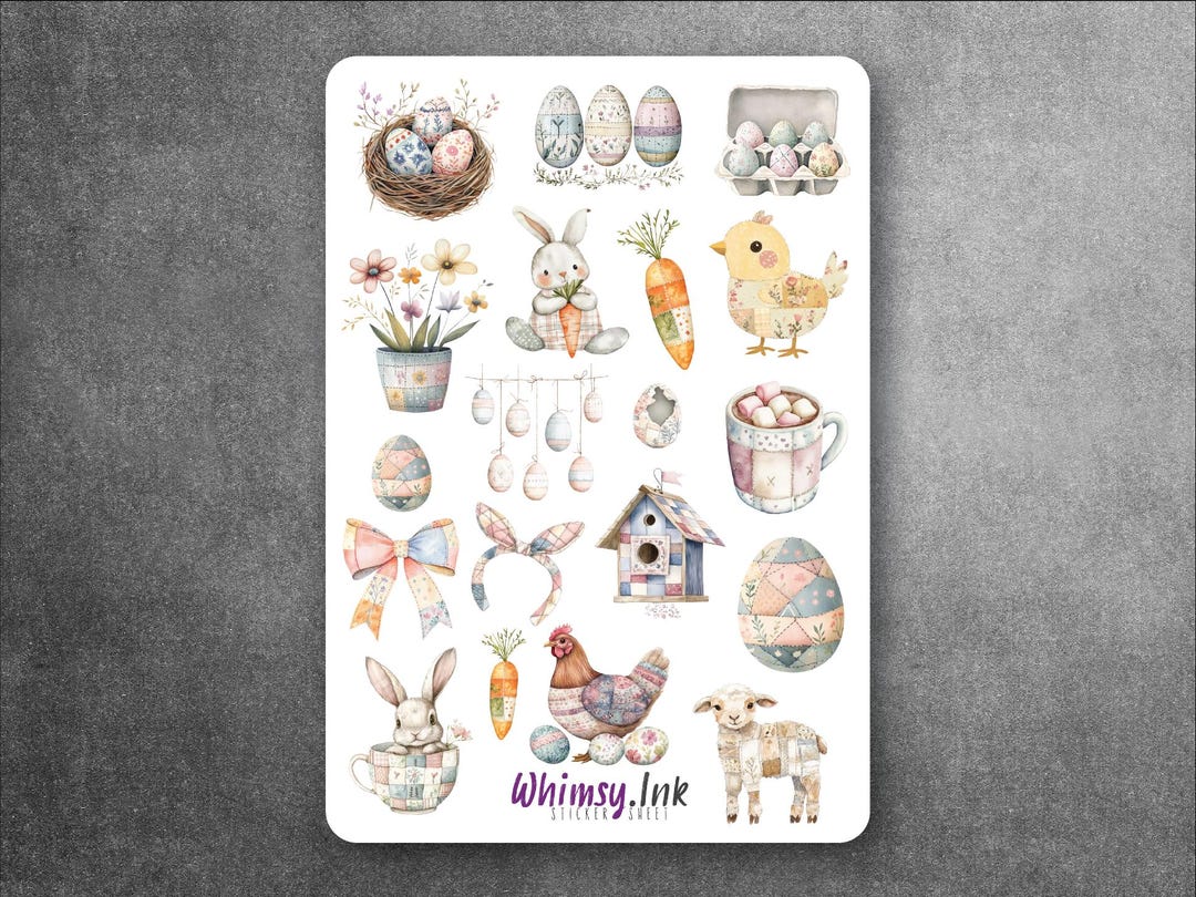 Patchwork Easter Vinyl Sticker Sheet Great for Planners, Journaling ...