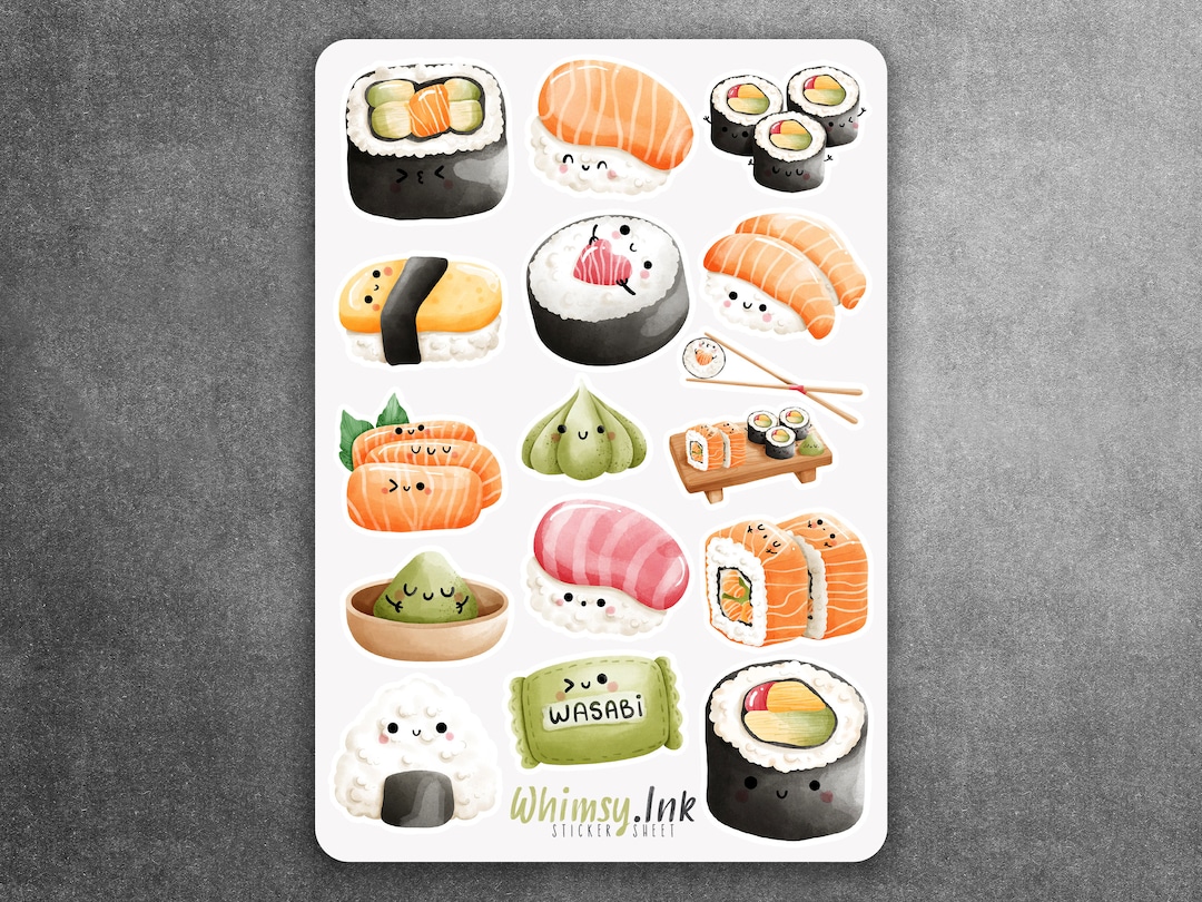Sushi Vinyl Sticker Sheet Great for Planners, Journaling, Scrapbooking ...