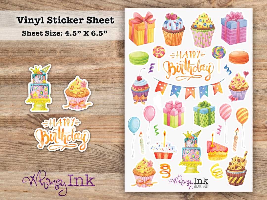 Happy Birthday Vinyl Sticker Sheet Great for Planners, Journaling ...