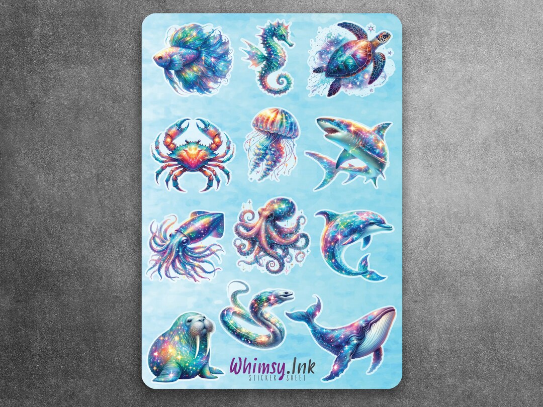 Fantasy Sea Creatures Vinyl Sticker Sheet Great for Planners ...