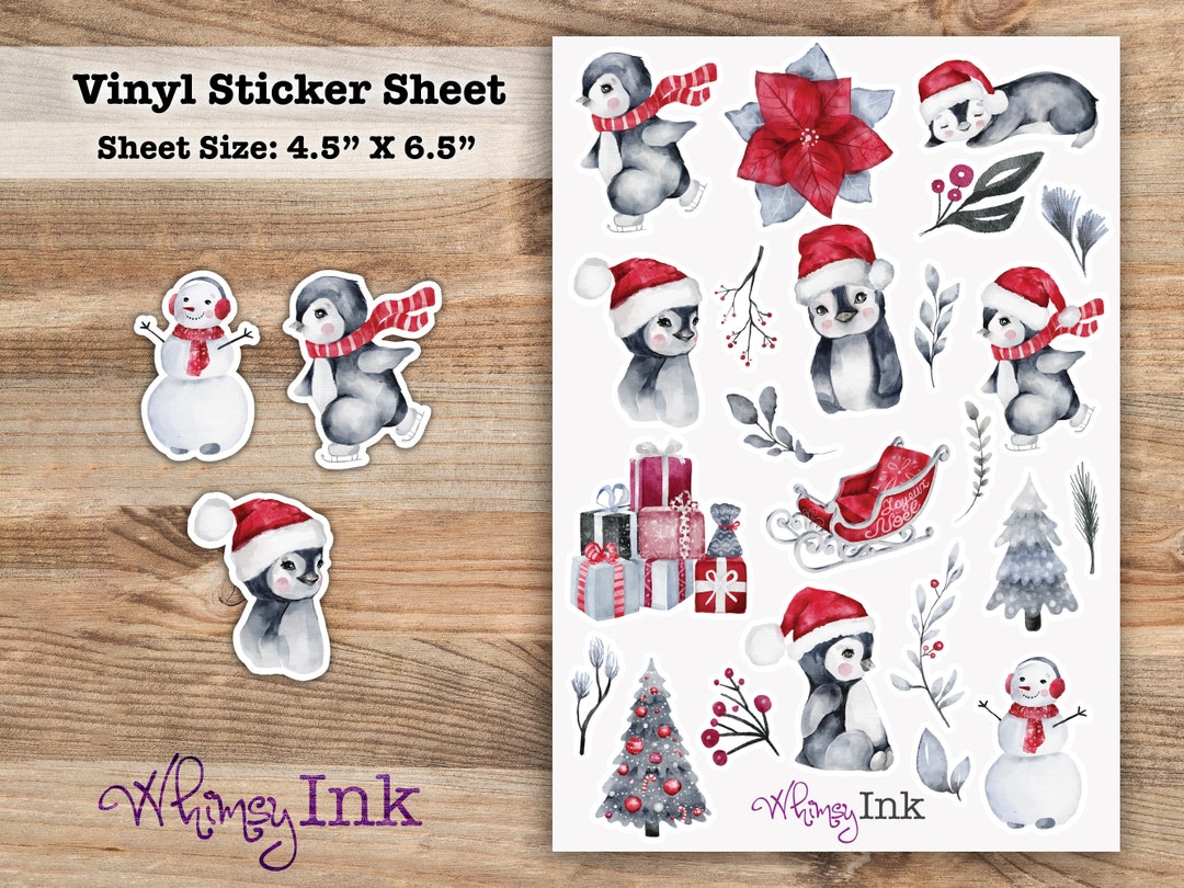 Snow Penguins Vinyl Sticker Sheet Great for Planners, Journaling ...