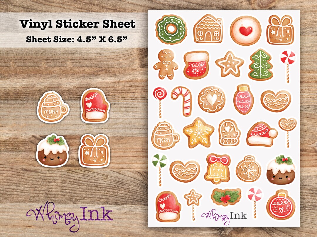 Christmas Cookies Vinyl Sticker Sheet Great for Planners, Journaling ...