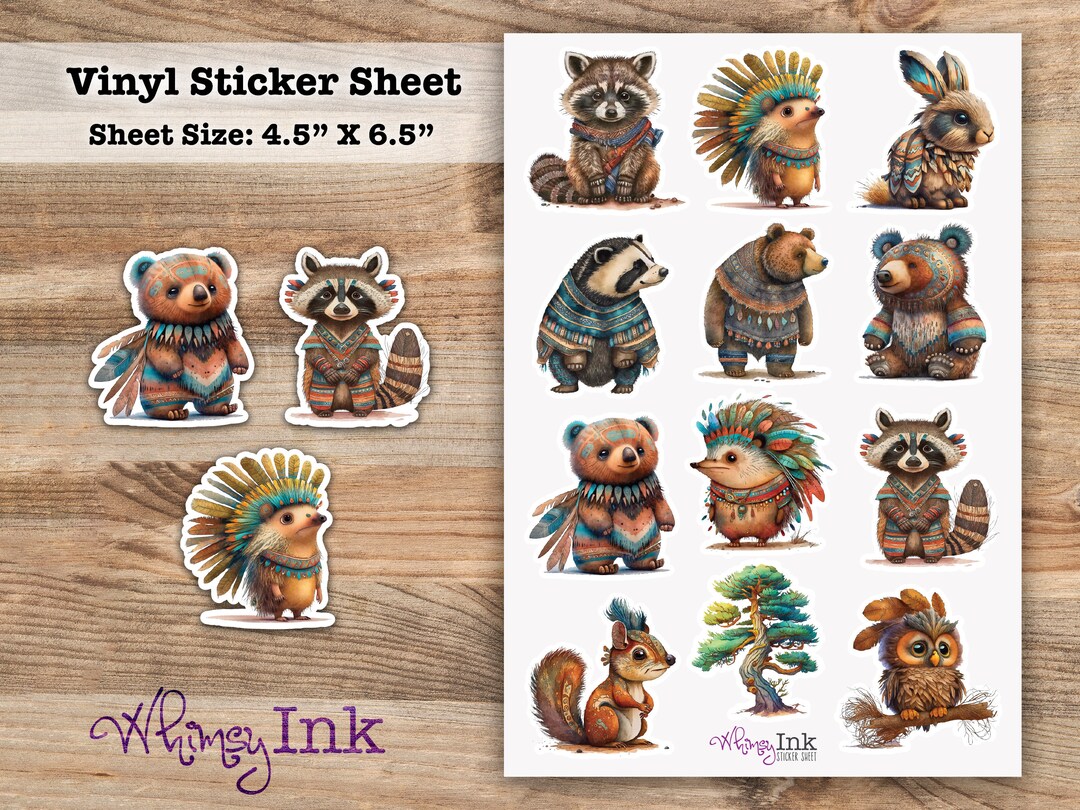 Boho Tribal Forest Animals Vinyl Sticker Sheet Great for Planners ...