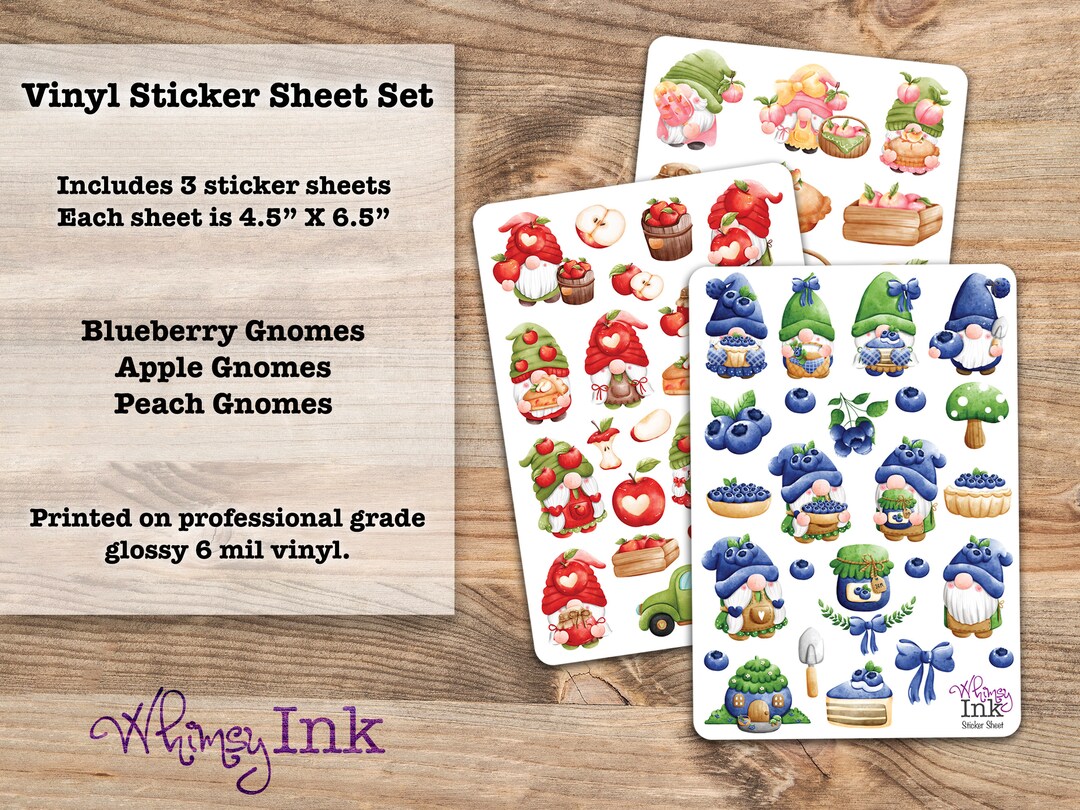 3 Sheet Fruit Gnomes Sticker Set | Vinyl Stickers Great for Planners ...