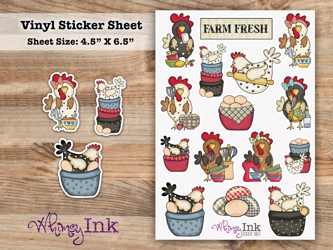 Chickens in the Kitchen Vinyl Sticker Sheet | Great for Planners ...
