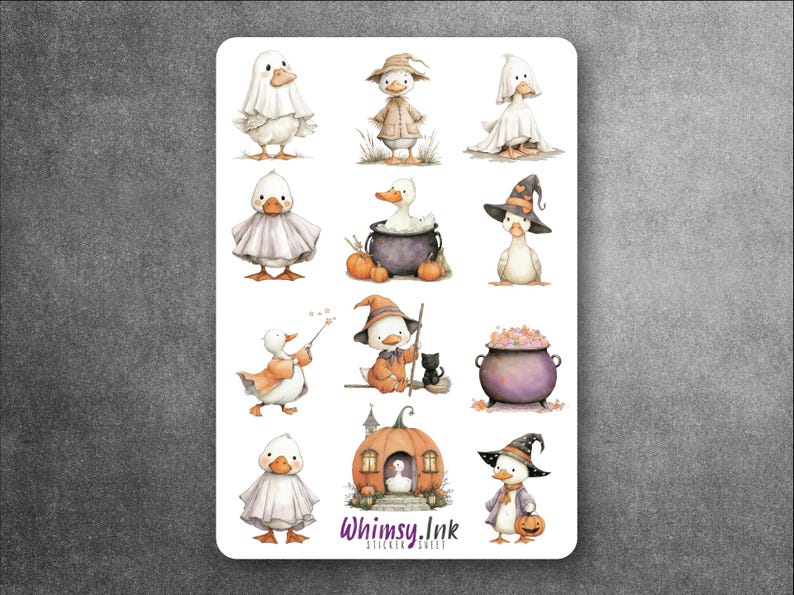 Halloween Goose Sticker Sheets – Cute Fall Duck Stickers for Planners ...