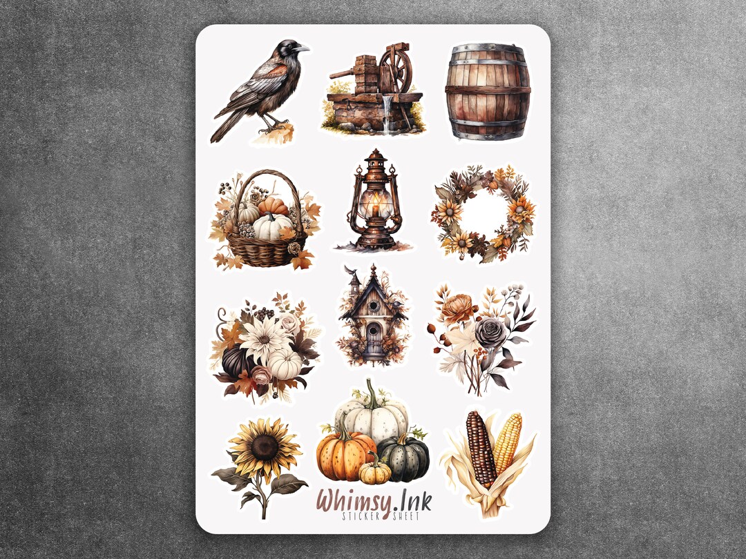 Gothic Antique Autumn Vinyl Sticker Sheet Great for Planners ...