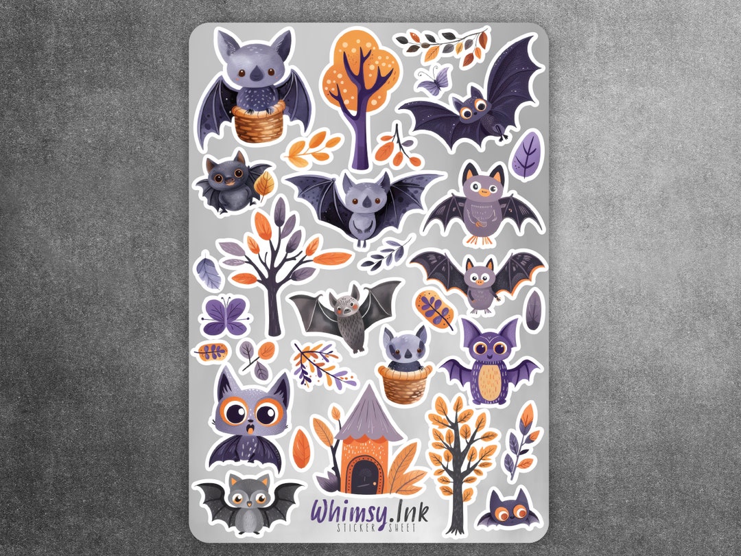 Cute Bats Vinyl Sticker Sheet Great for Planners, Journaling ...