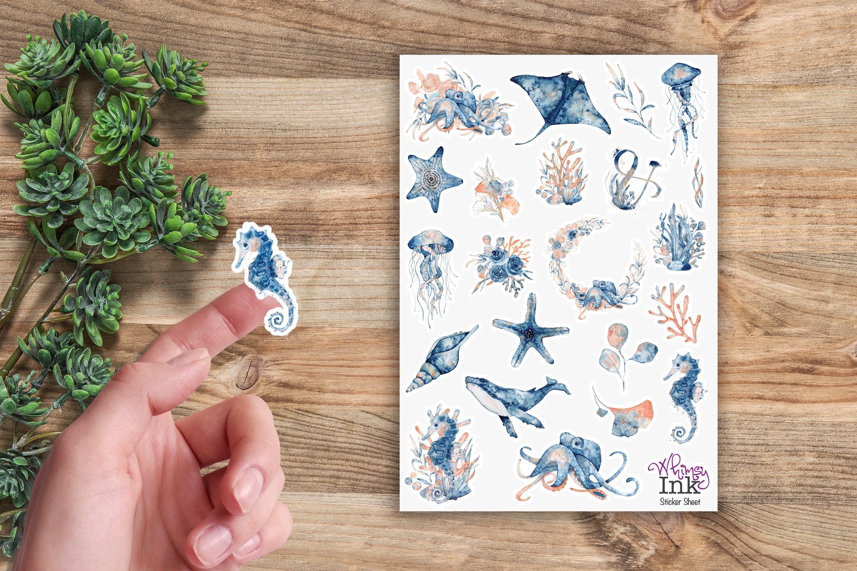 Underwater Watercolor Vinyl Sticker Sheet Great for Planners ...