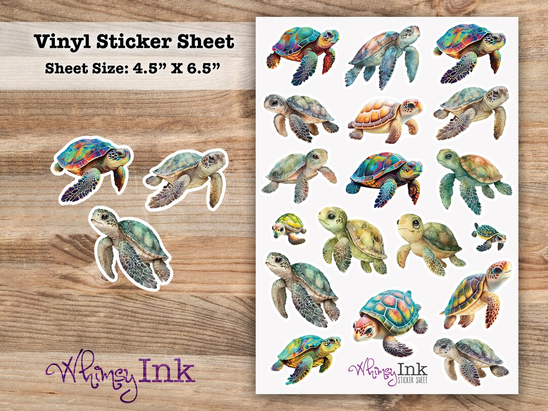 Sea Turtles Vinyl Sticker Sheet Great for Planners, Journaling ...