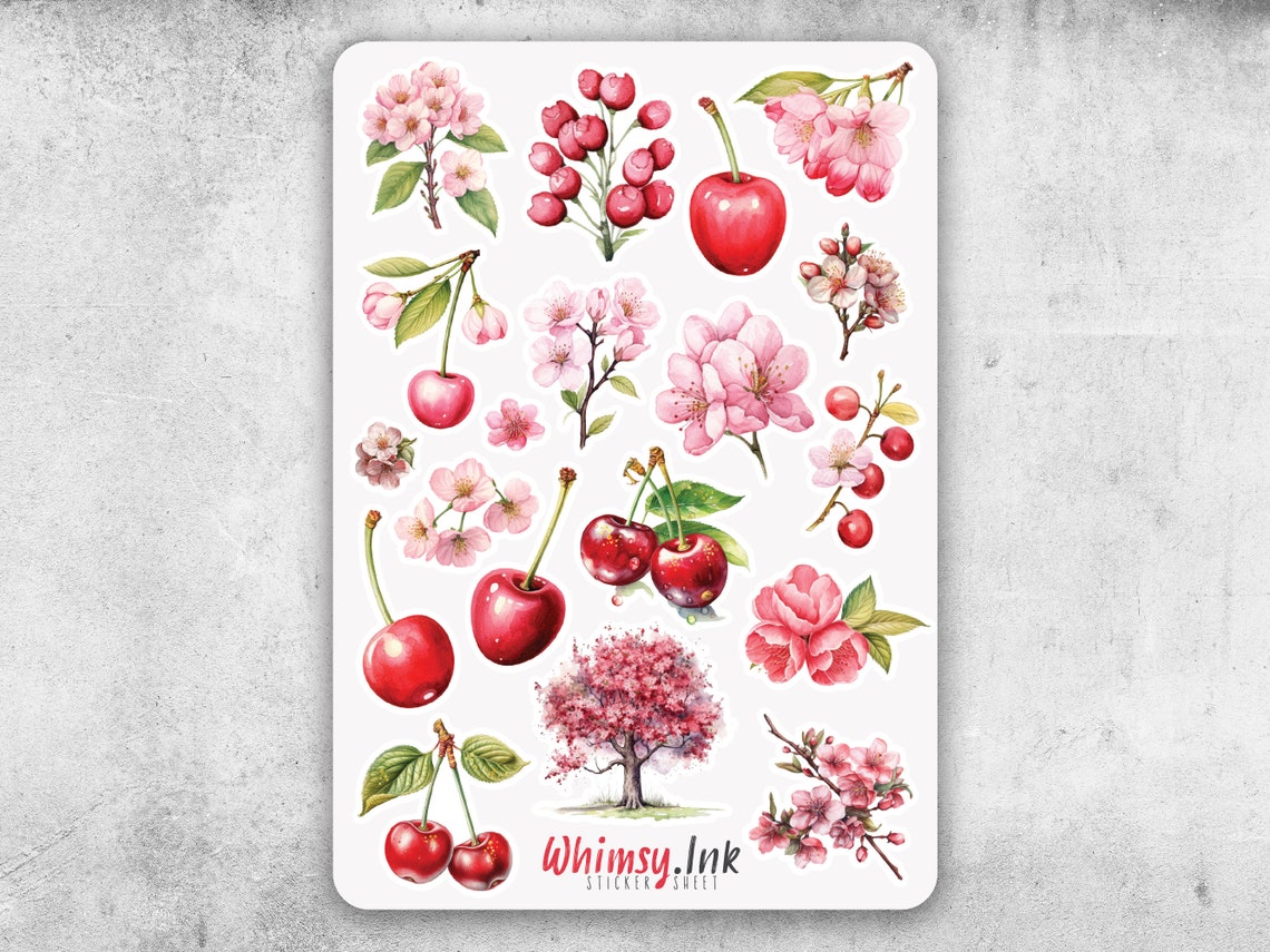 Cherry Blossoms Vinyl Sticker Sheet | Great for Planners, Journaling ...