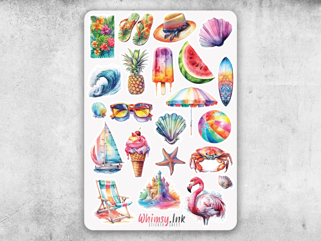 Beach Vacation Vinyl Sticker Sheet Great for Planners, Journaling ...