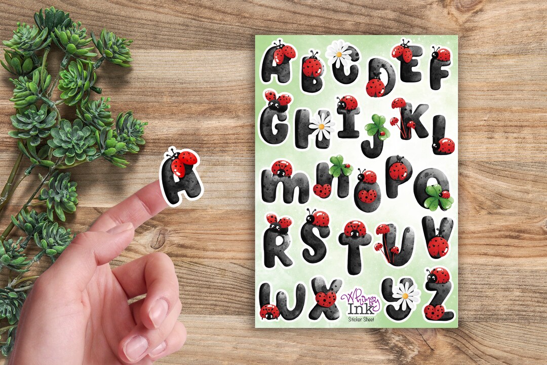 Ladybug Alphabet Vinyl Sticker Sheet Great for Planners, Journaling ...