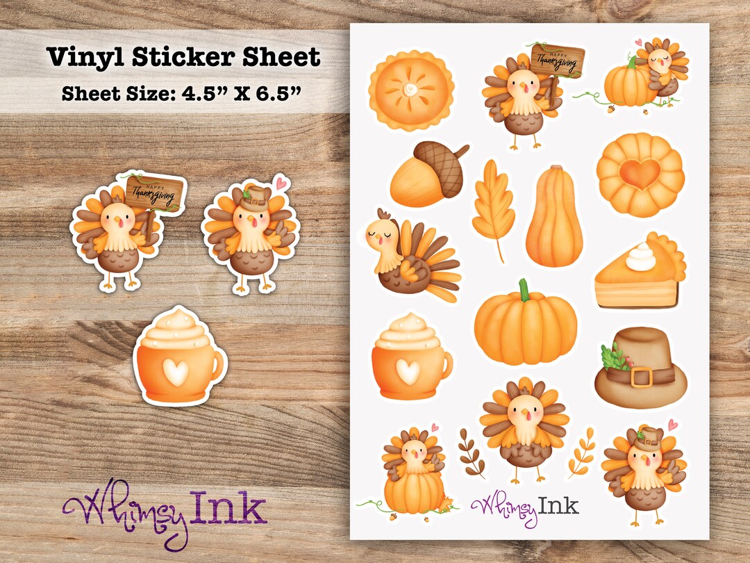 Thanksgiving Turkeys Vinyl Sticker Sheet | Great for Planners ...