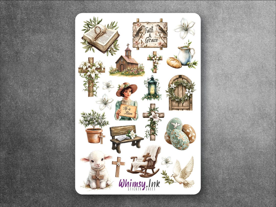 Christian Rustic Easter Vinyl Sticker Sheet Great for Planners ...