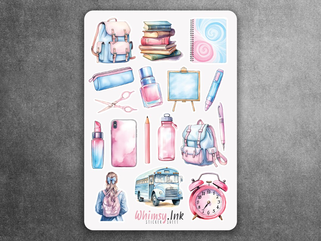 Pastel Back to School Vinyl Sticker Sheet Great for Planners ...
