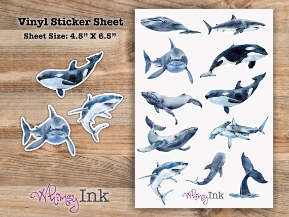 Sharks and Whales Vinyl Sticker Sheet Great for Planners - Etsy