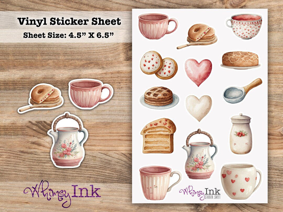 Afternoon Tea Vinyl Sticker Sheet Great for Planners, Journaling ...