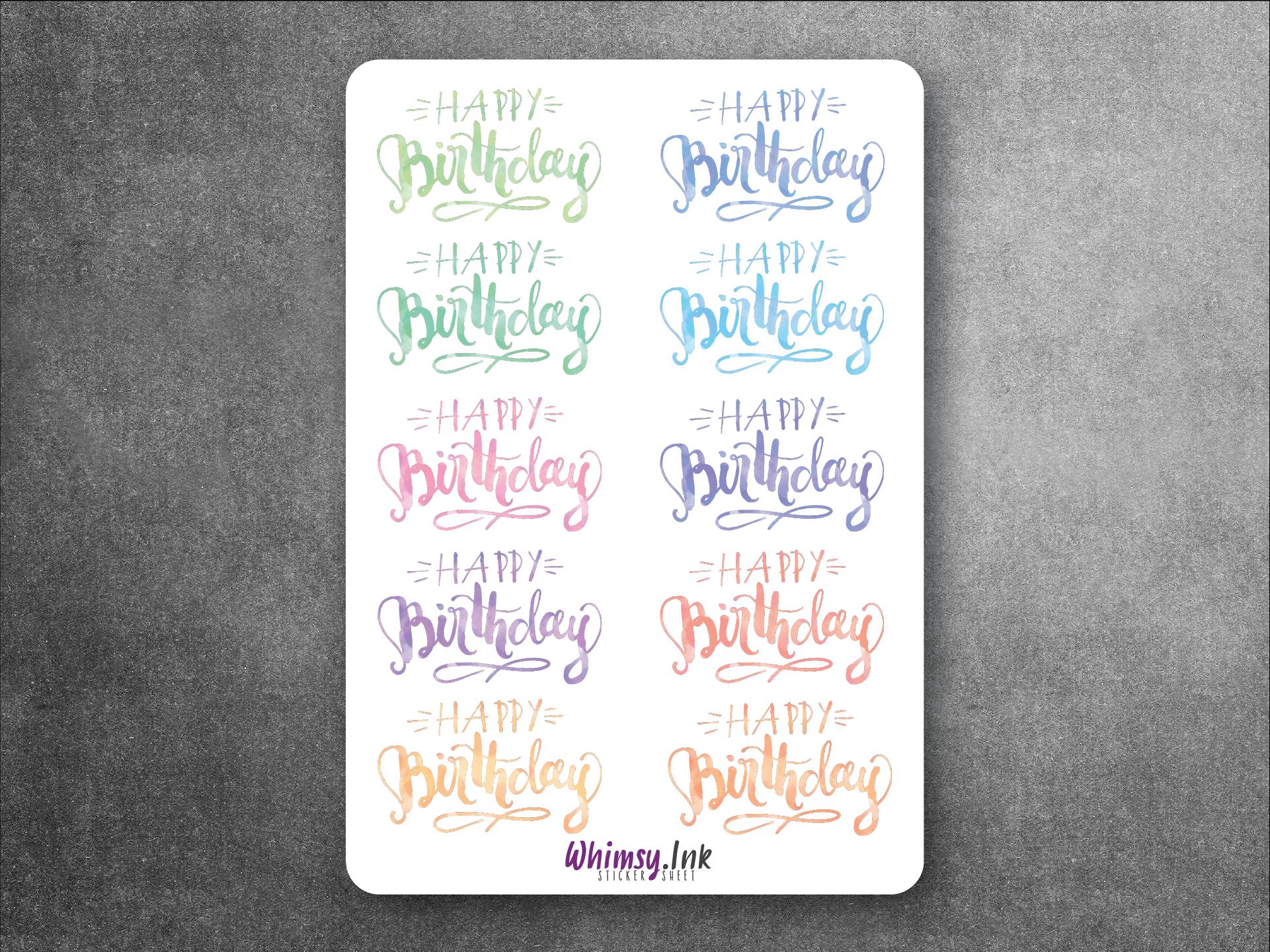 Happy Birthday Sentiments and Numbers Sticker Sheet Great for Greeting ...
