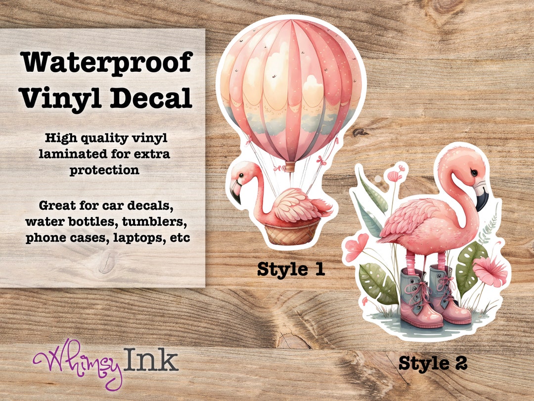 Pink Flamingo Waterproof Vinyl Decal Sticker | Car Decal, Window Decal ...