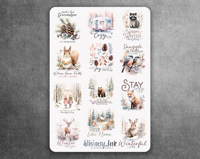 Cozy Winter Bundle- Snow Stickers- Winter Stickers- Journaling Stickers ...