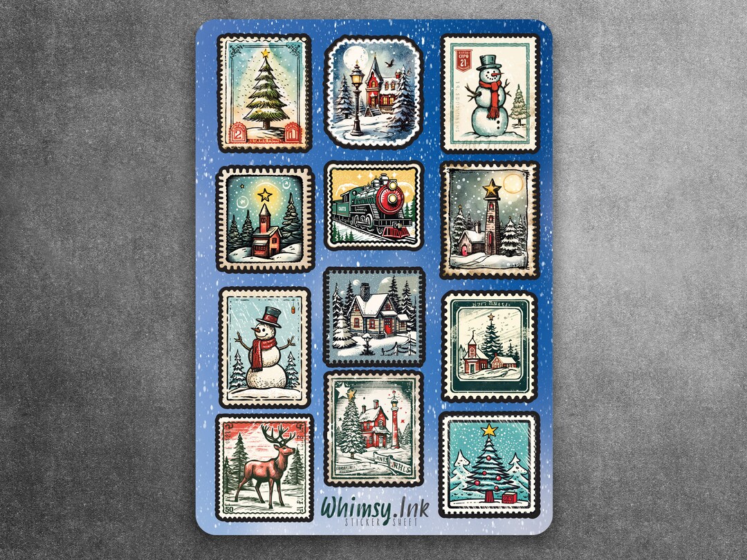 Christmas Stamps II Vinyl Sticker Sheet Great for Planners, Journaling ...