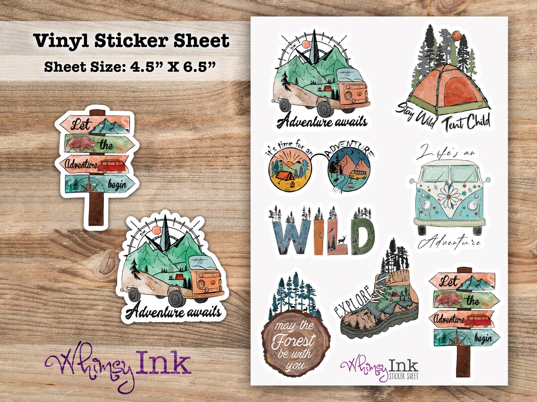Adventure Awaits Camping Vinyl Sticker Sheet Great for Planners ...