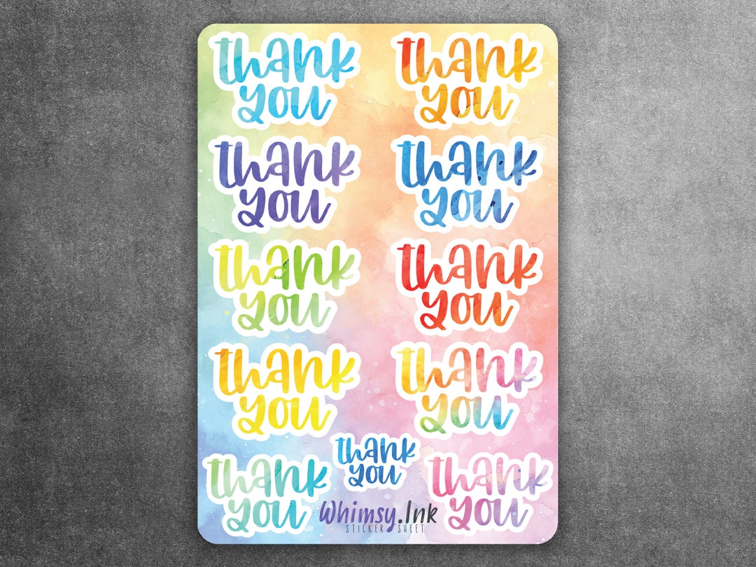 Thank You Sticker Sheet Great for Greeting Cards, Planners, Journaling ...