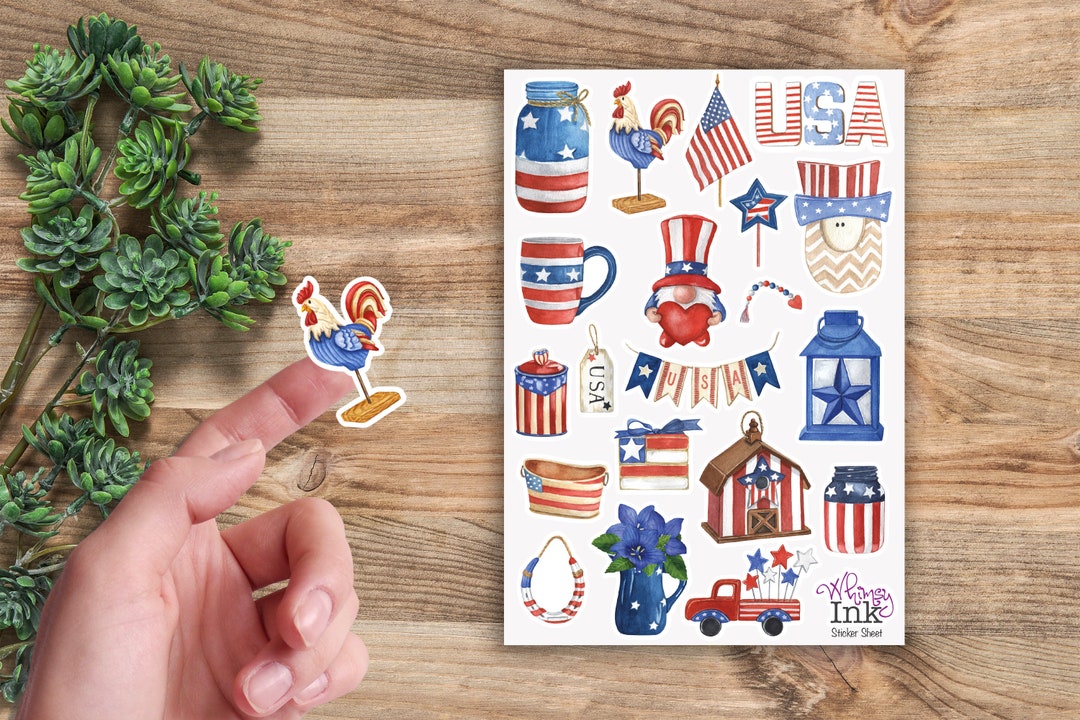 4th of July Vinyl Sticker Sheet Great for Planners, Journaling ...