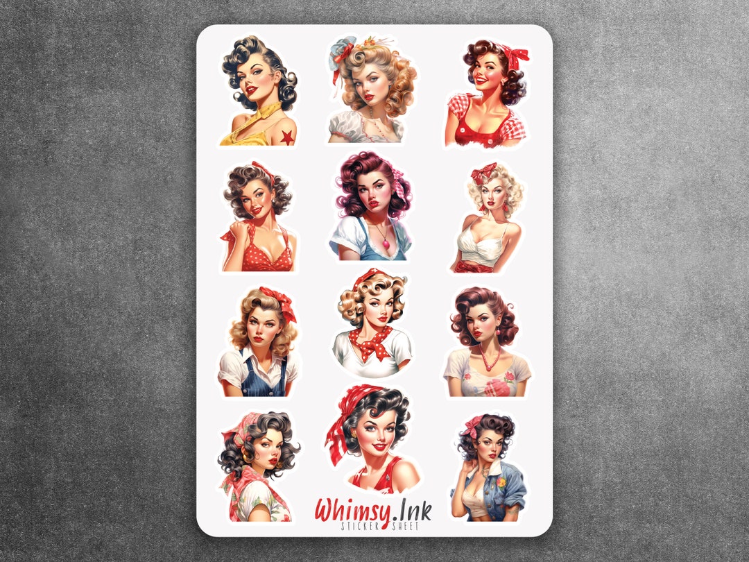 Vintage Pinup Girls Vinyl Sticker Sheet | Great for Planners ...