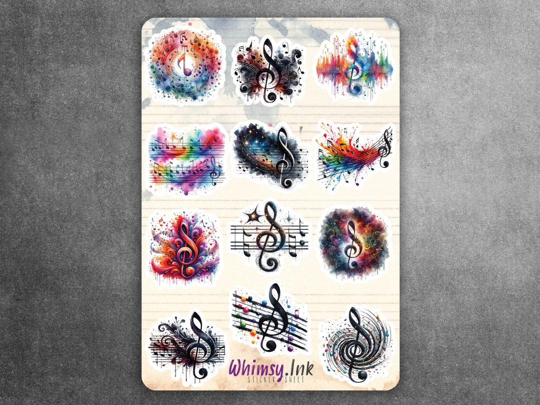 Music Notes Vinyl Sticker Sheet | Great for Planners, Journaling ...