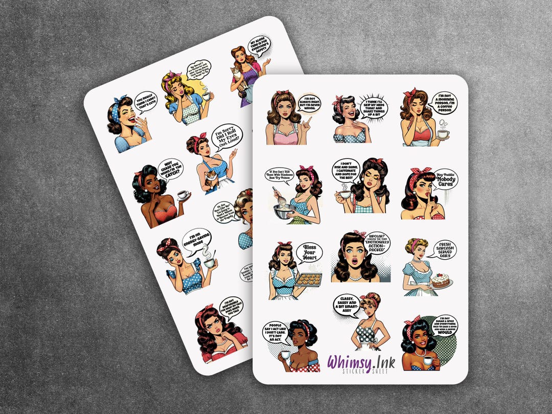 Sarcastic Comic Book Pinup Girls Vinyl Sticker Sheet | Great for ...
