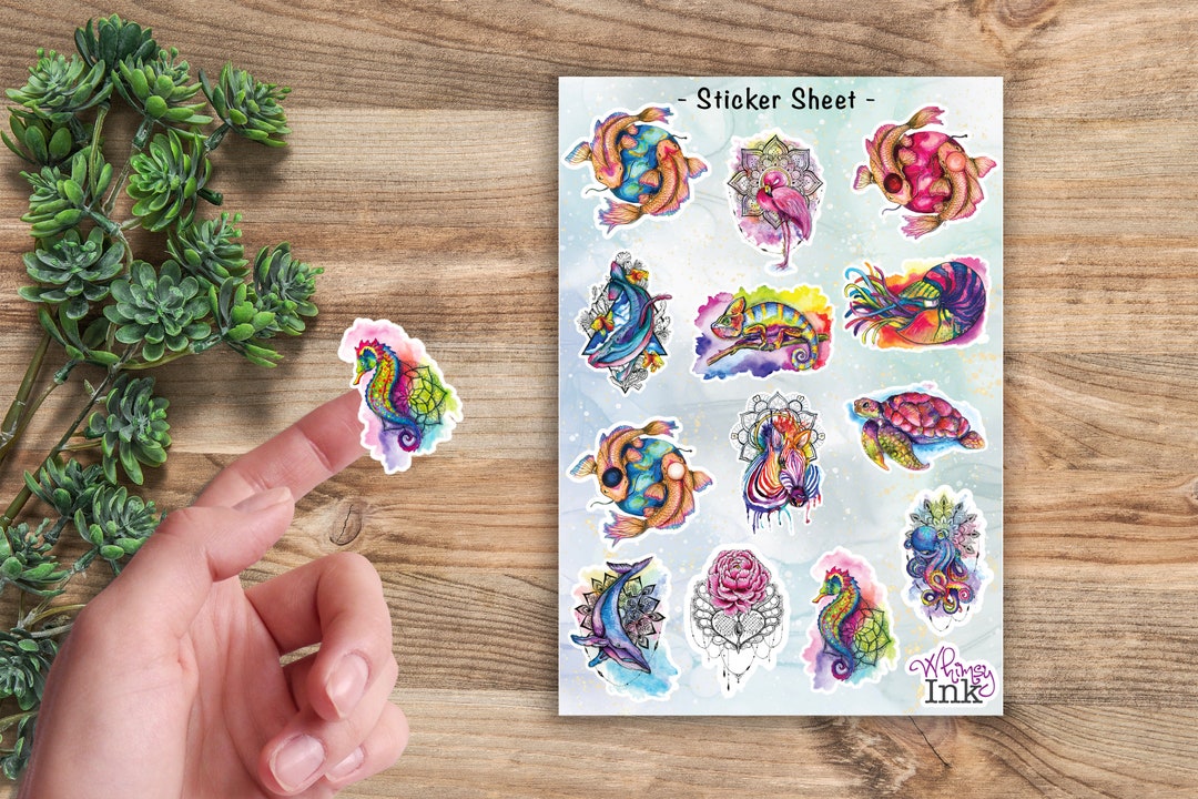 Watercolor Animals Vinyl Sticker Sheet Great for Planners, Journaling ...