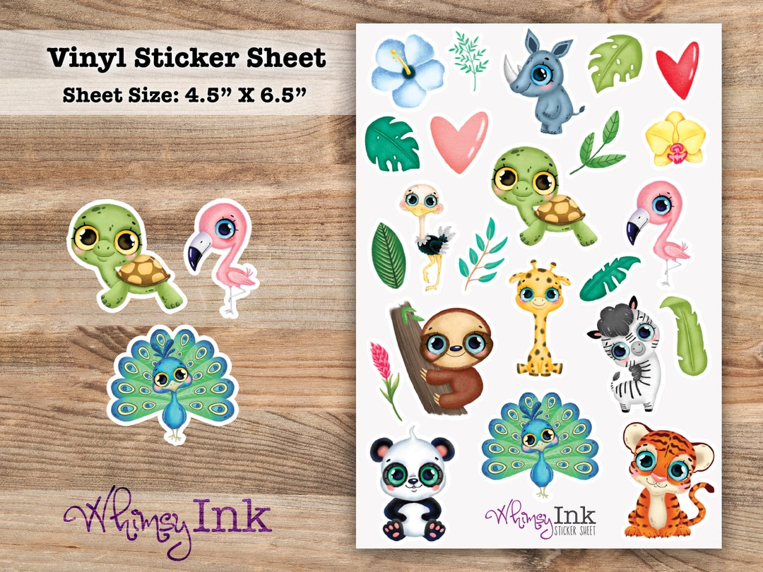 Tropical Animals Vinyl Sticker Sheet Great for Planners, Journaling ...