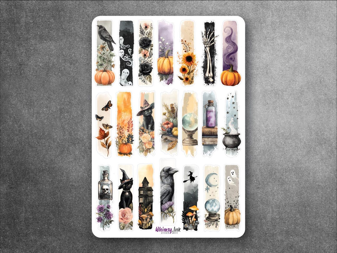 Witchy Halloween Swatch Sticker Sheet – Gothic Fall Planner Stickers ...