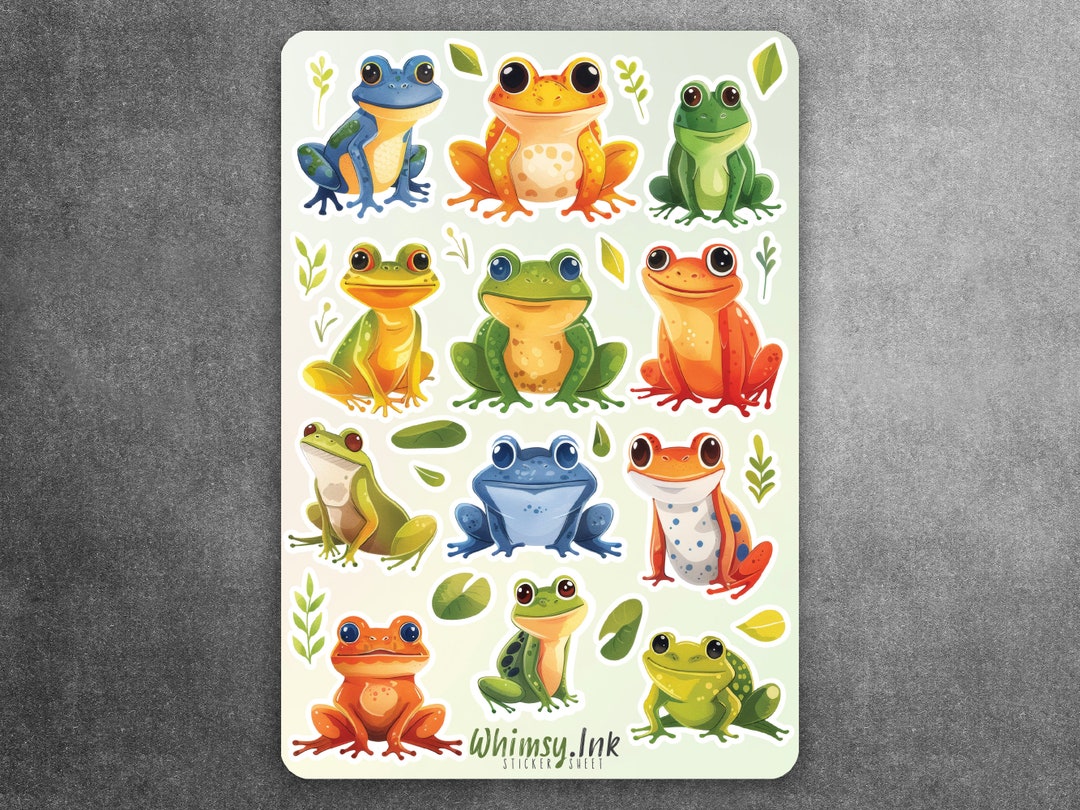 Cute Frogs Vinyl Sticker Sheet Great for Planners, Journaling ...