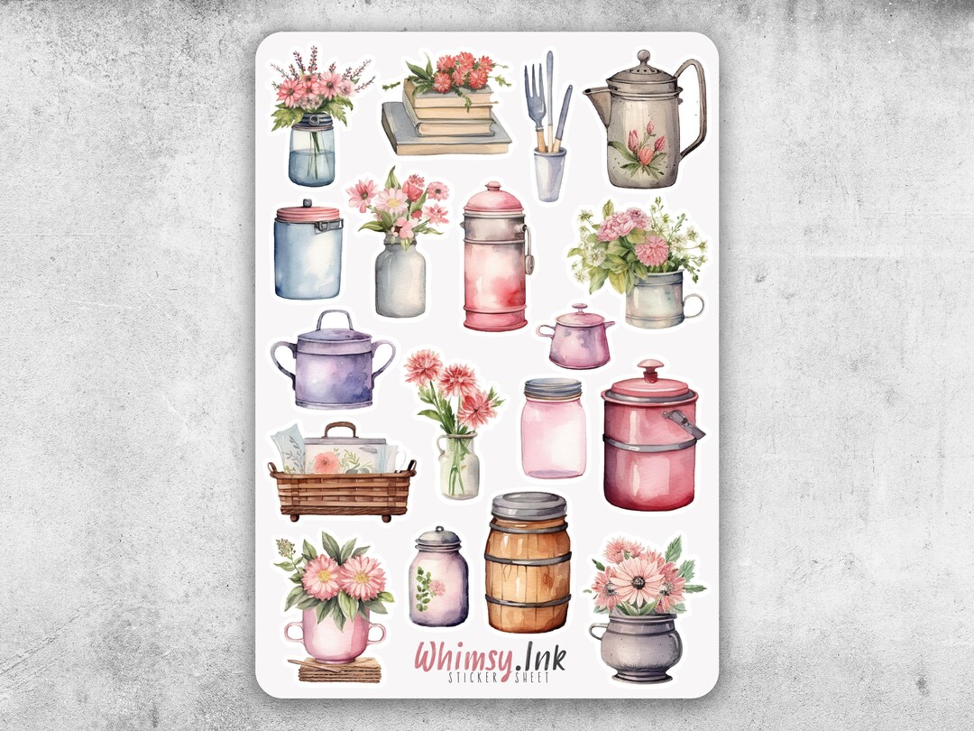 Shabby Chic Kitchen Decor Vinyl Sticker Sheet | Great for Planners ...