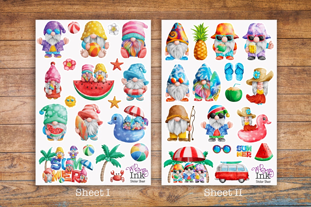 Summer Gnomes Vinyl Sticker Sheet Great for Planners, Journaling ...