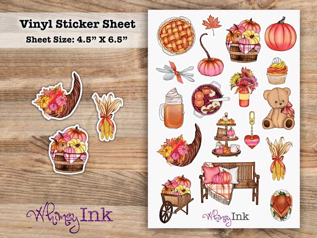 Hello Thanksgiving Vinyl Sticker Sheet Great for Planners, Journaling ...