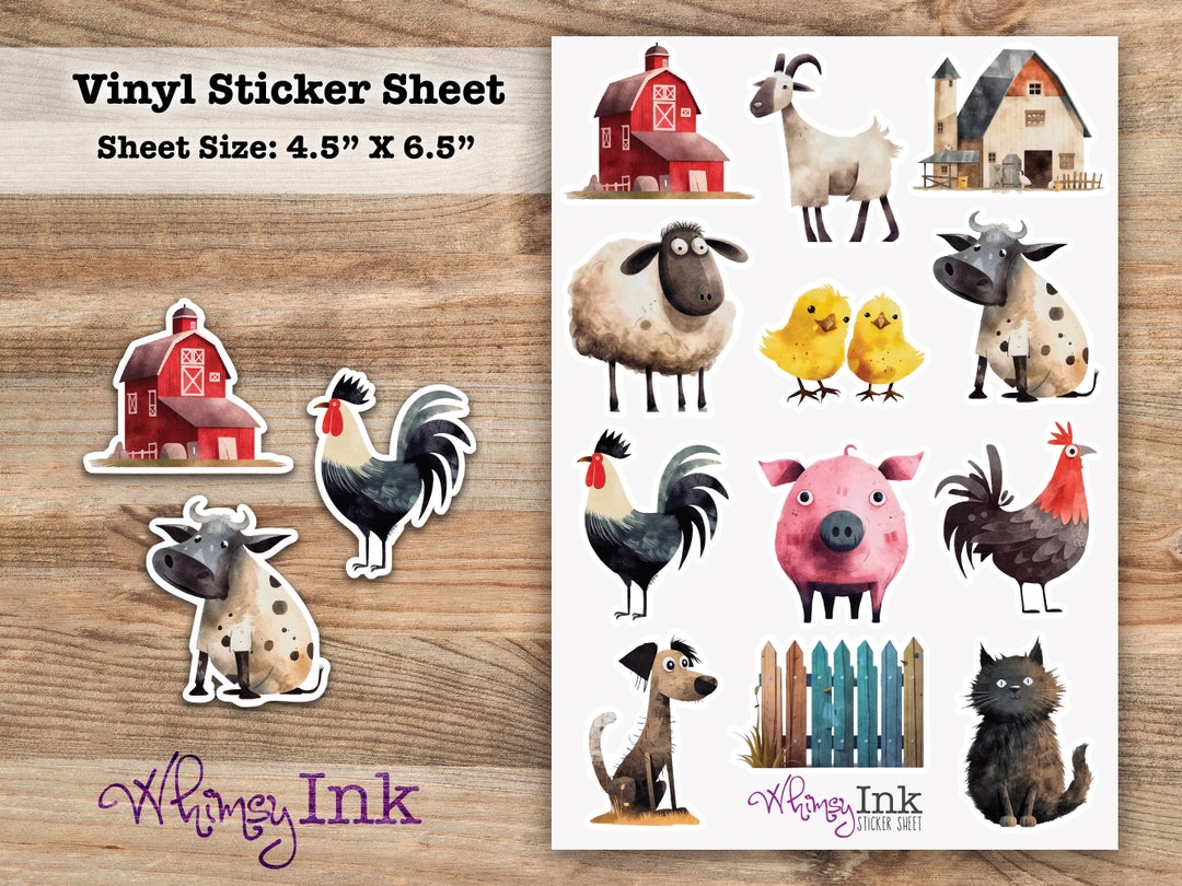 Animal Acres Farm Vinyl Sticker Sheet Great for Planners, Journaling ...