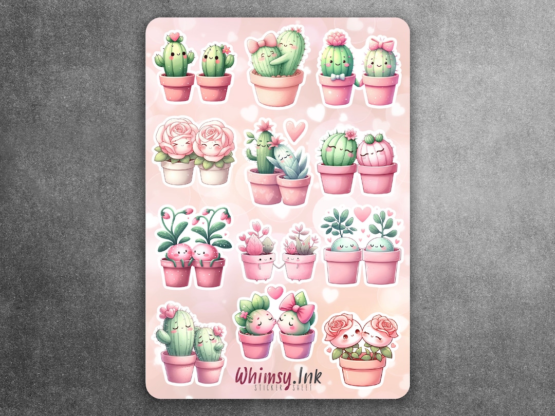 Valentine's Day Plants Vinyl Sticker Sheet Great for Planners ...