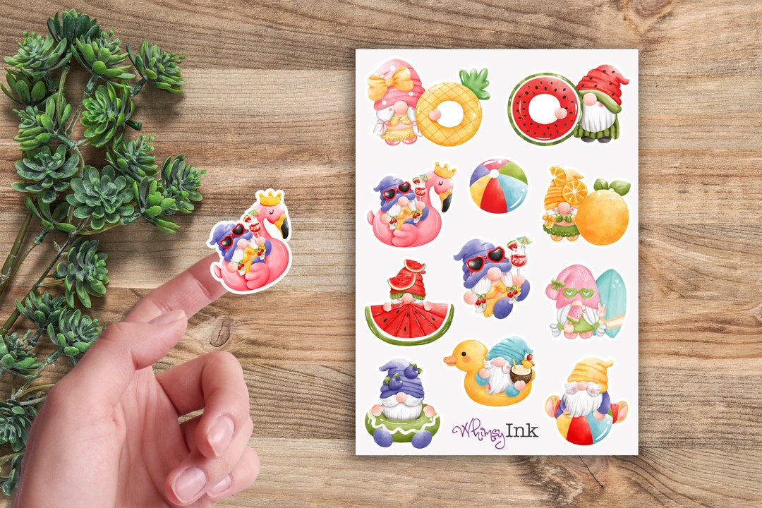Pool Party Gnomes Vinyl Sticker Sheet Great for Planners, Journaling ...