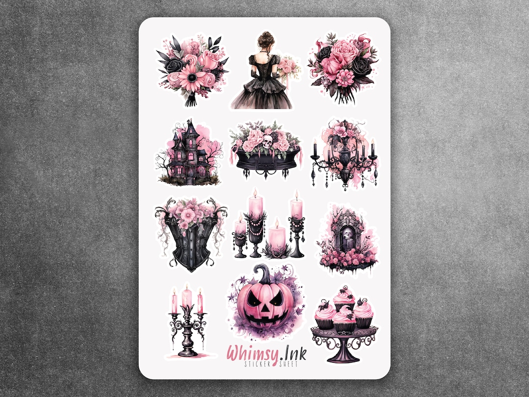 Pink Gothic Vinyl Sticker Sheet | Great for Planners, Journaling ...
