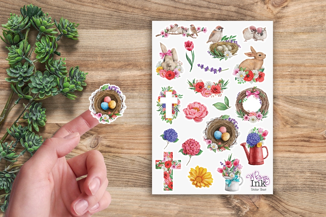 Floral Easter Vinyl Sticker Sheet | Great for Planners, Journaling ...